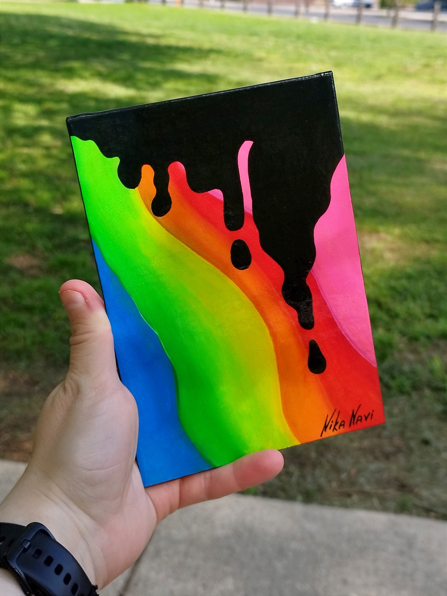 Rainbow Acrylic Painting Original Art 5x7 Inches - Etsy