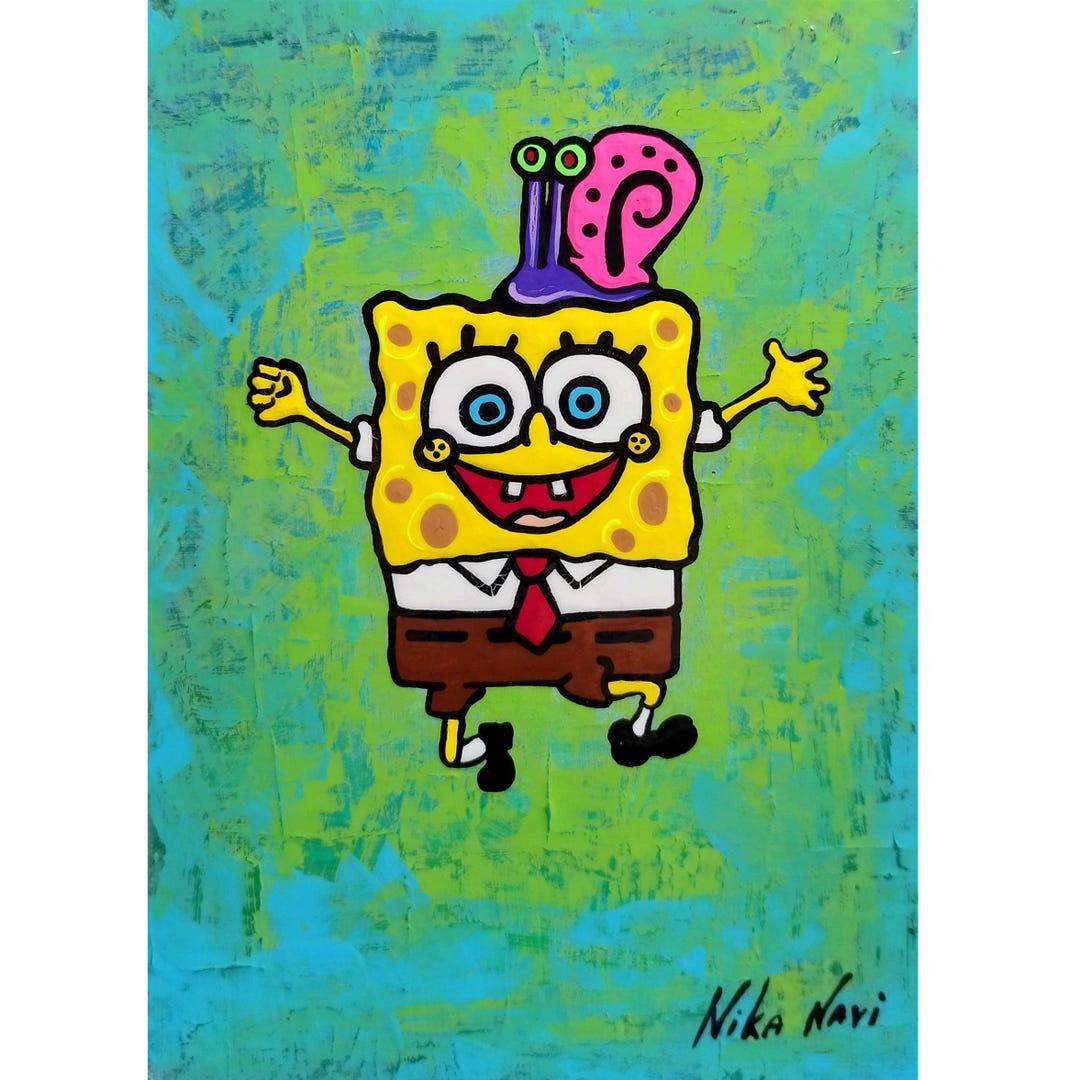 Spongebob Squarepants Acrylic Oil Painting Original Art - Etsy
