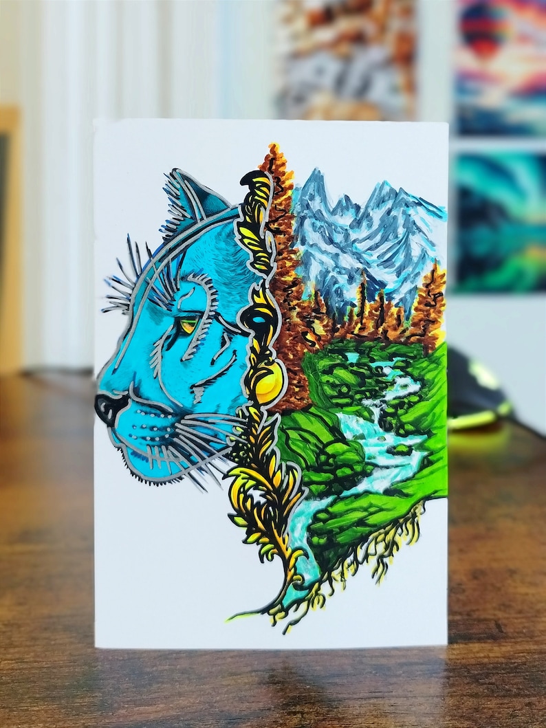 Totem Animal Puma #1, Original Hand-painted Drawing, Marker Painting - Etsy