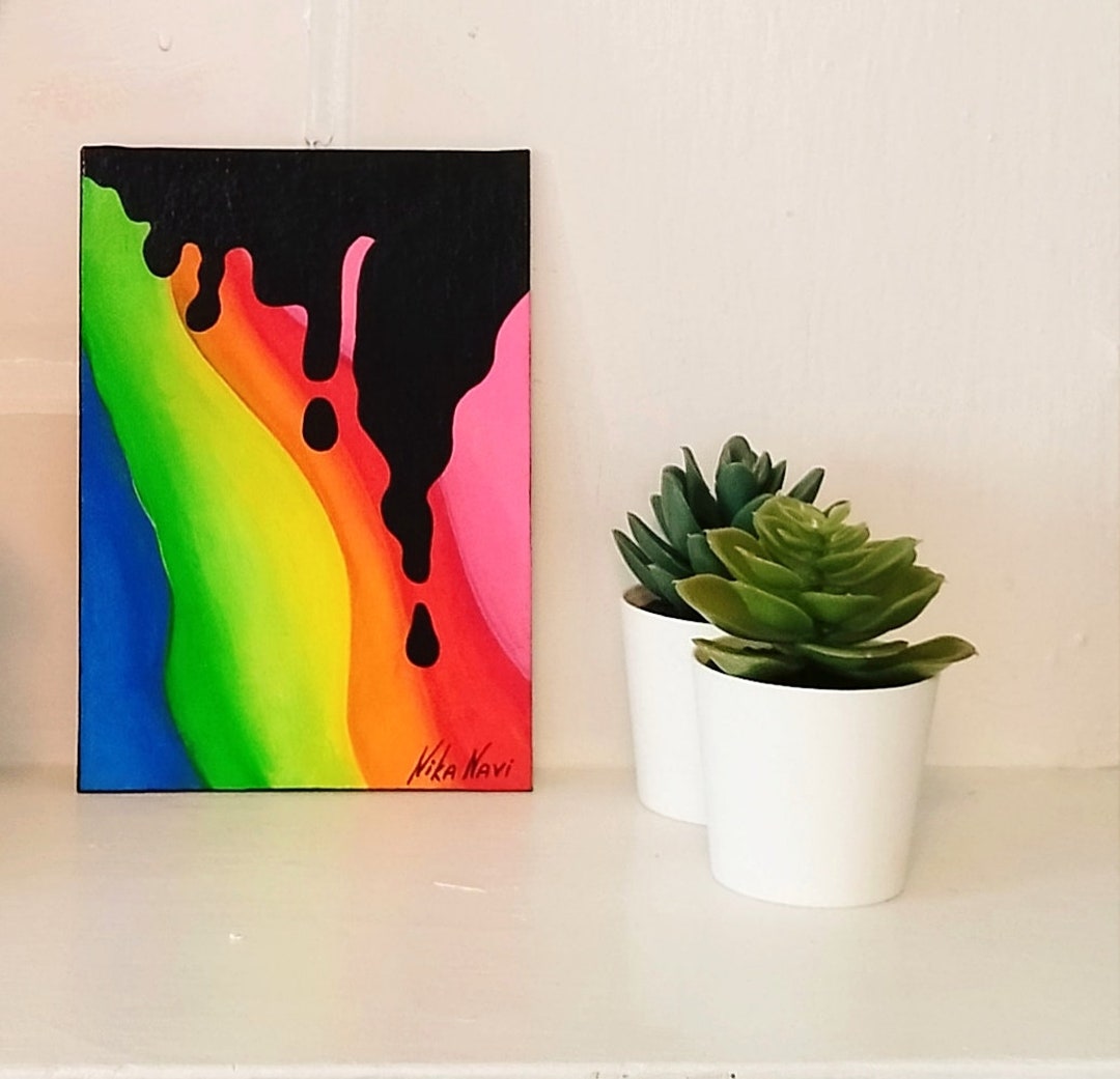 Rainbow Acrylic Painting Original Art 5x7 Inches - Etsy