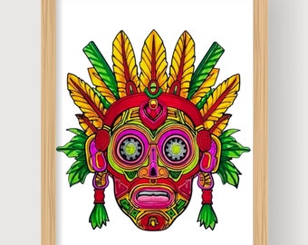 Ritual Mask Drawing Unframed - Etsy
