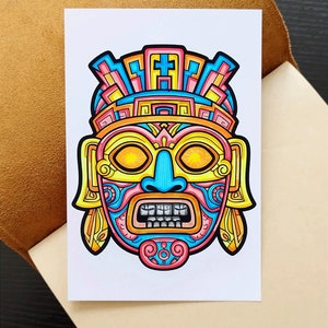 Ritual Mask Drawing Unframed - Etsy