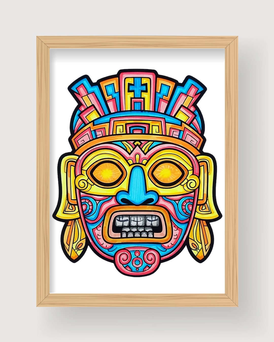 Ritual Mask Drawing Unframed - Etsy