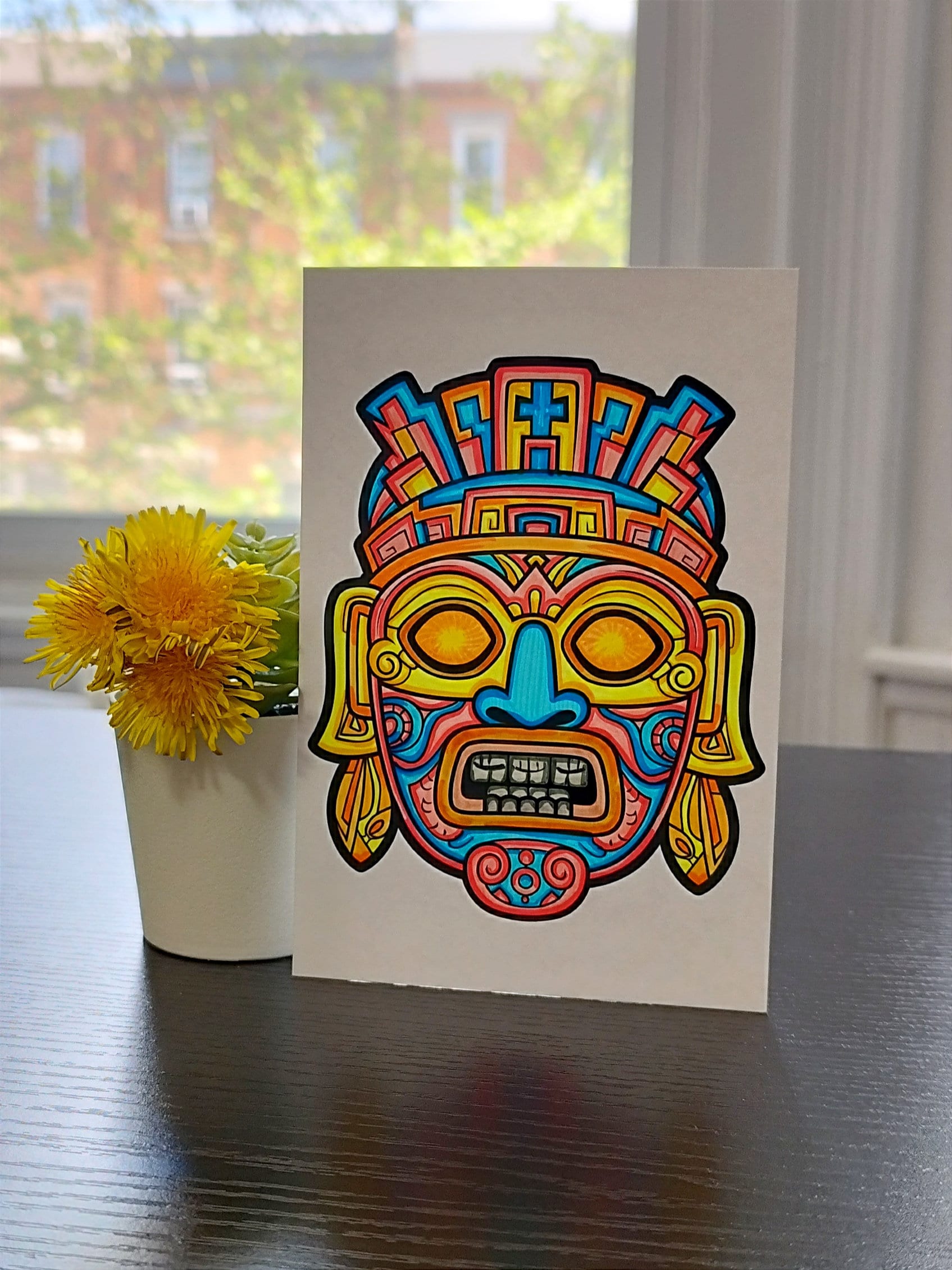 Ritual Mask Drawing Unframed - Etsy