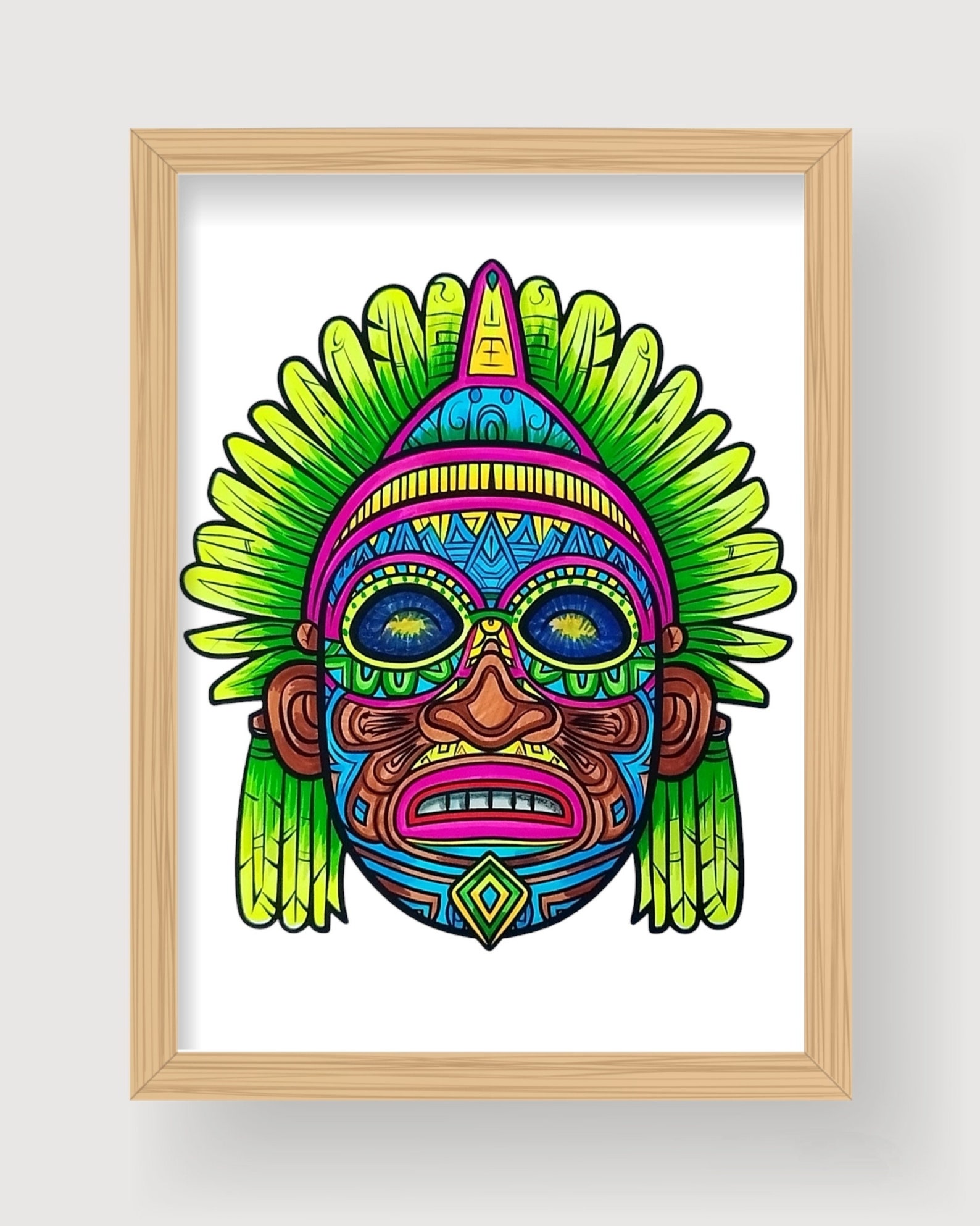 Ritual Mask Drawing Unframed - Etsy