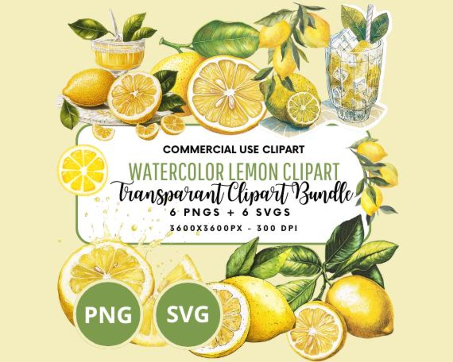 Watercolor Lemon Clipart, Lemons PNG, Watercolor Lemons Citrus, Citrus ...