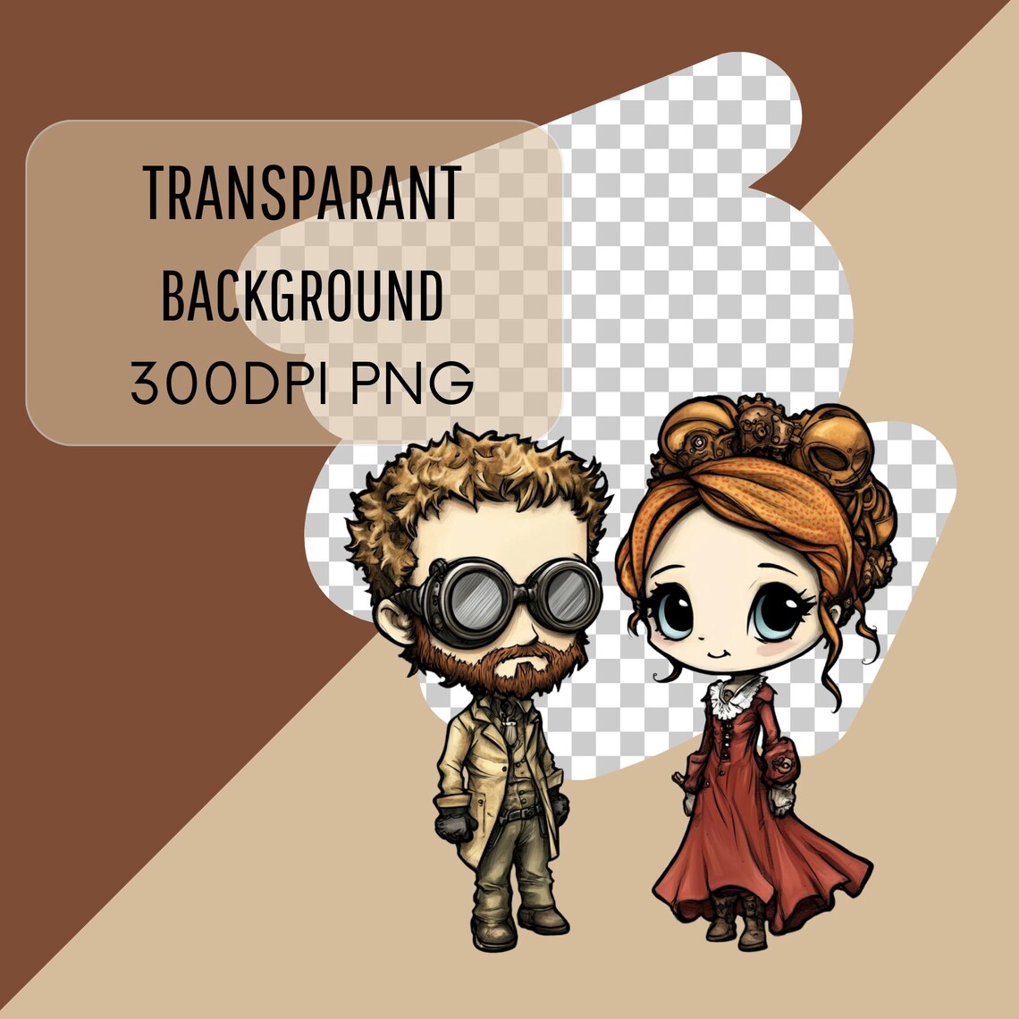 Chibi Couple Clipart, Steampunk Clipart, Chibi PNG, Steampunk PNG ...