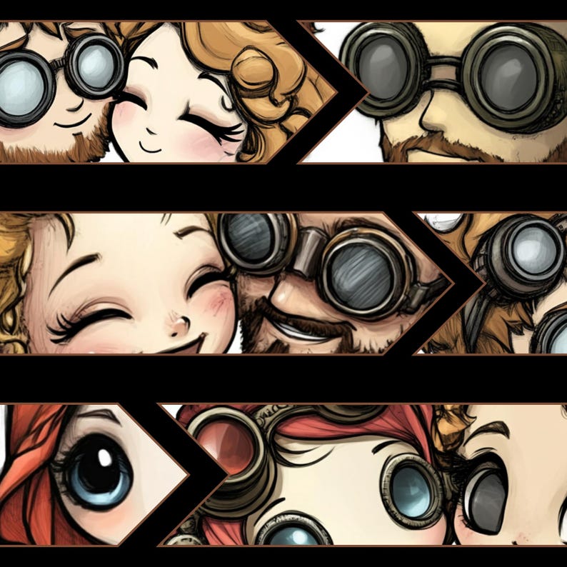 Chibi Couple Clipart, Steampunk Clipart, Chibi PNG, Steampunk PNG ...