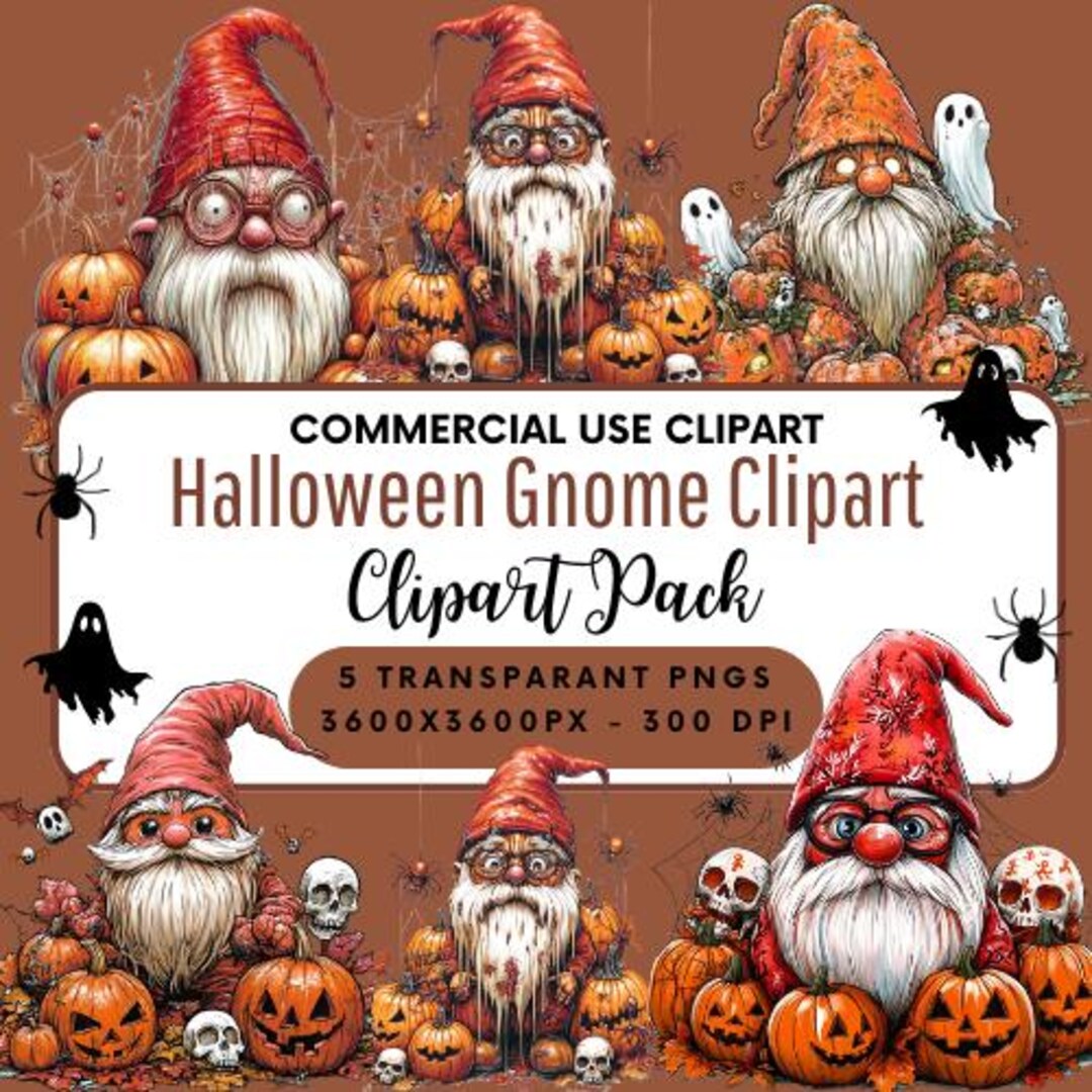 Halloween Gnome Clipart, Halloween PNG, Halloween Gnomes PNG, Cute ...