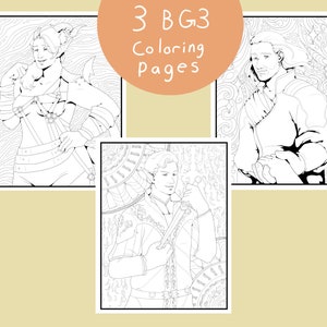 Baldur's Gate 3 Adult Coloring Pages Gale, Karlach, Astarion 3 Coloring ...