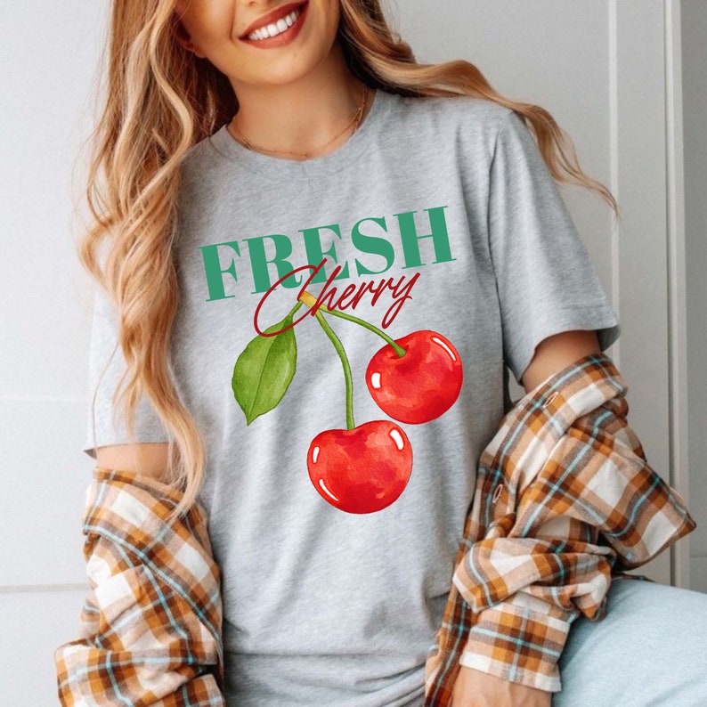 Cherry T Shirt, Cherry Blossom Shirt, Cherry Print Shirt, Cherry Tee ...