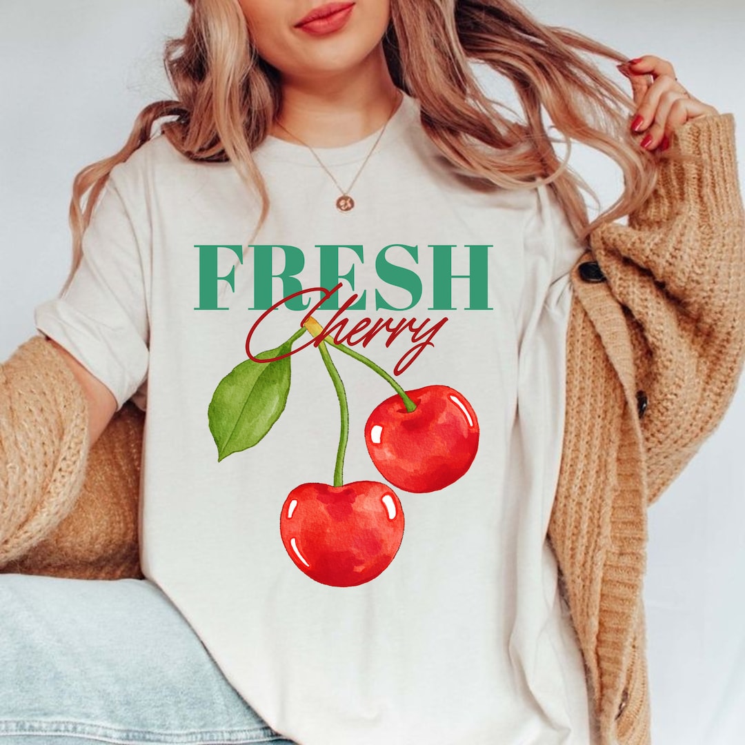 Cherry T Shirt, Cherry Blossom Shirt, Cherry Print Shirt, Cherry Tee ...