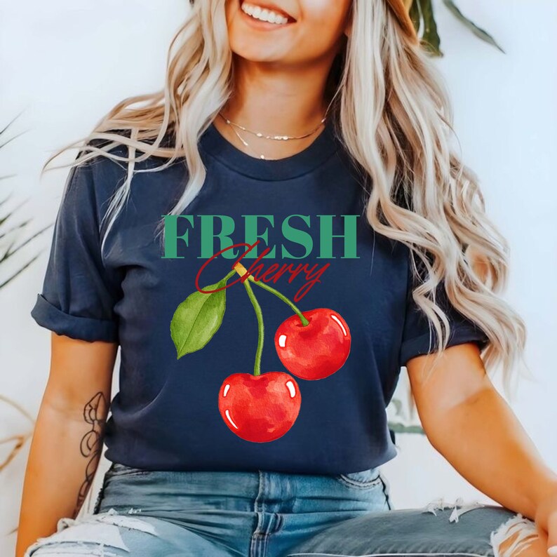 Cherry T Shirt, Cherry Blossom Shirt, Cherry Print Shirt, Cherry Tee ...