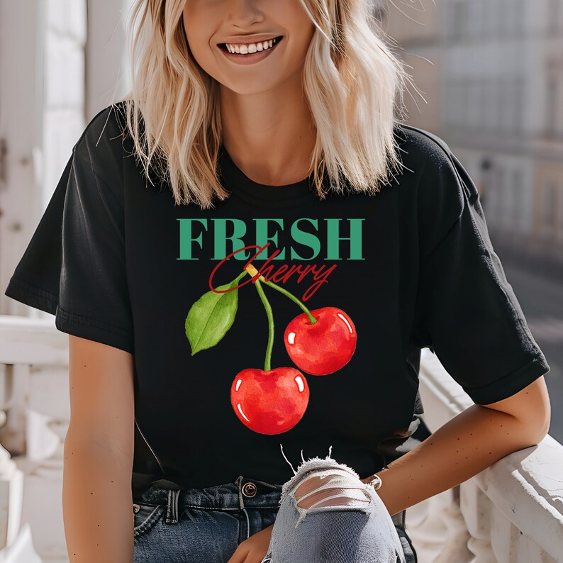Cherry T Shirt, Cherry Blossom Shirt, Cherry Print Shirt, Cherry Tee ...