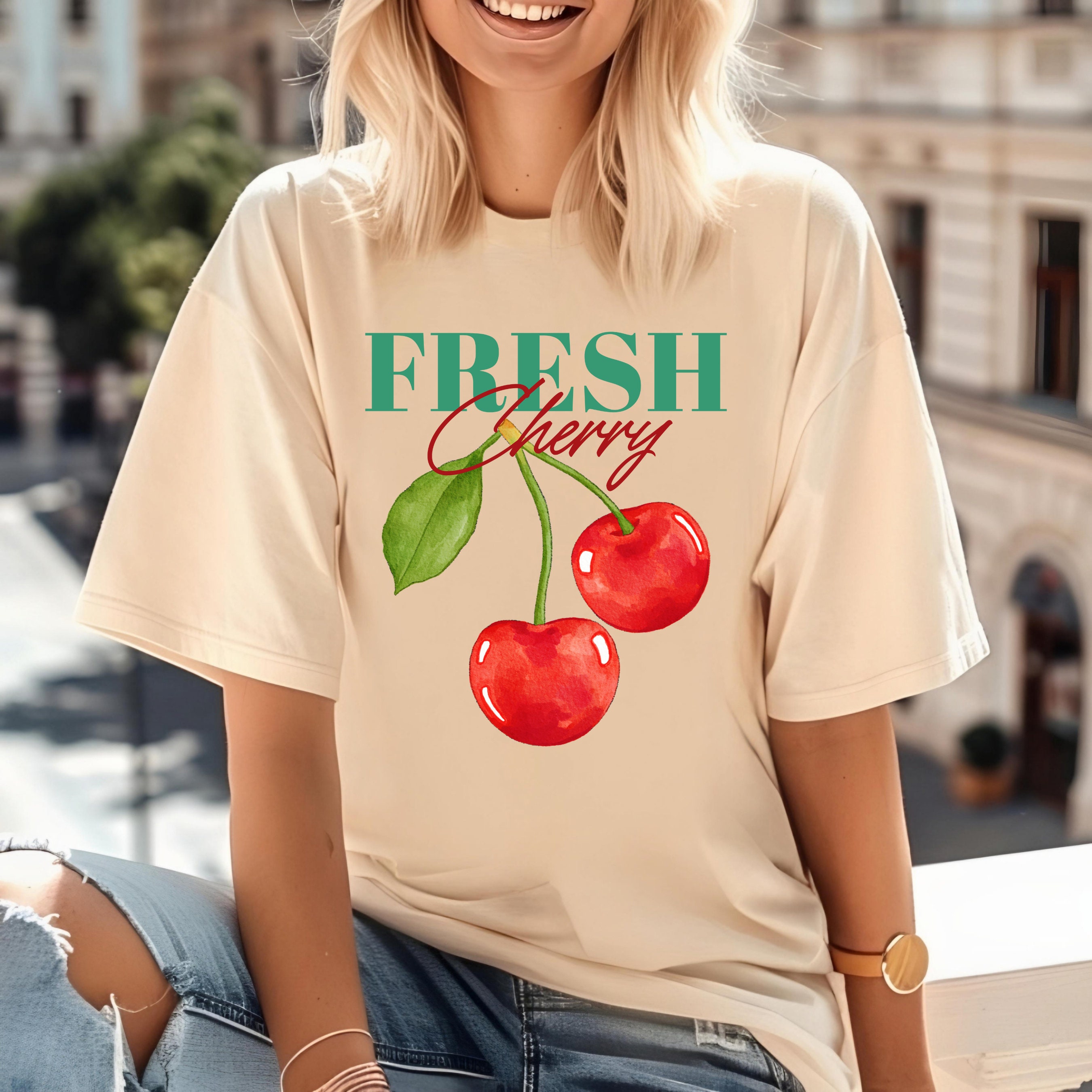 Cherry T Shirt, Cherry Blossom Shirt, Cherry Print Shirt, Cherry Tee ...