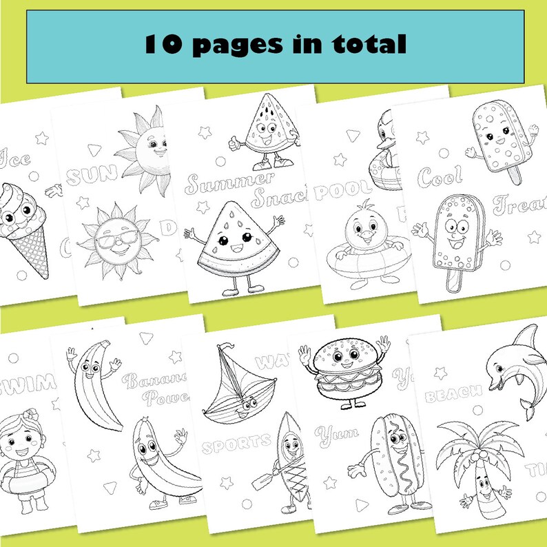 10 Printable Summer Coloring Pages for Kids: Preschool Kindergarten ...