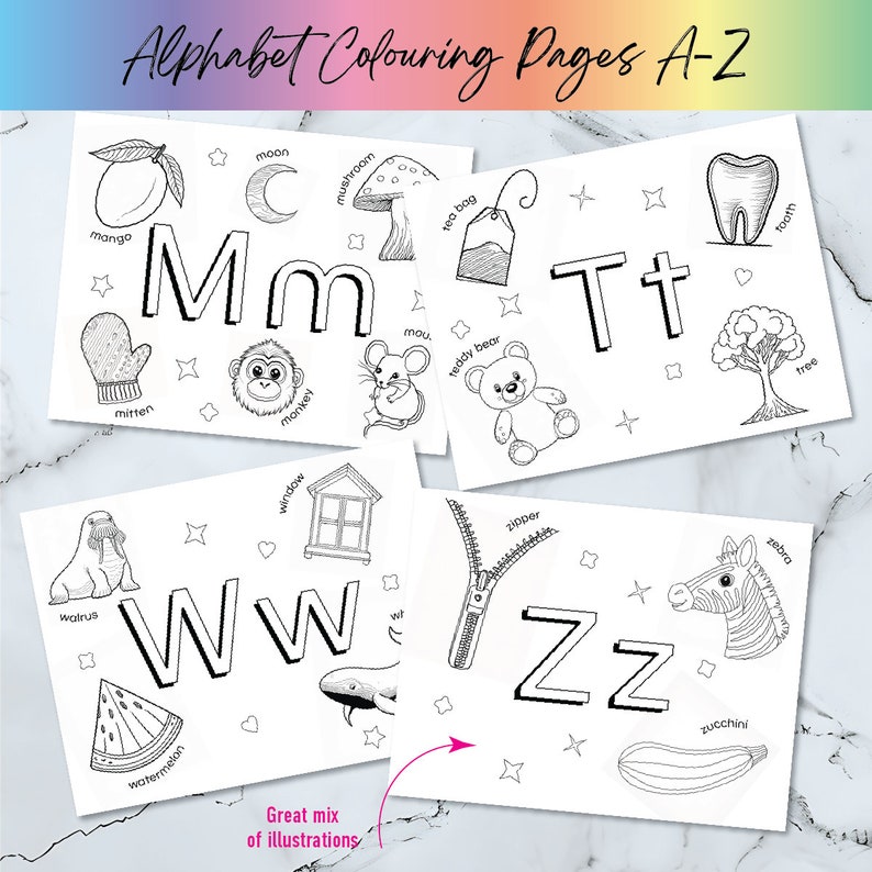 26 Printable Alphabet Coloring Pages Worksheets for Kids: Preschool ...