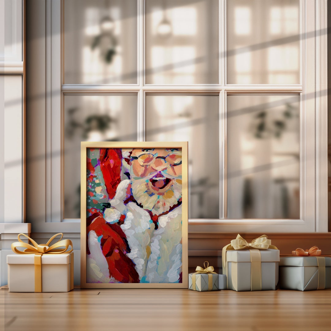 Traditional Santa Painting Canvas - Etsy
