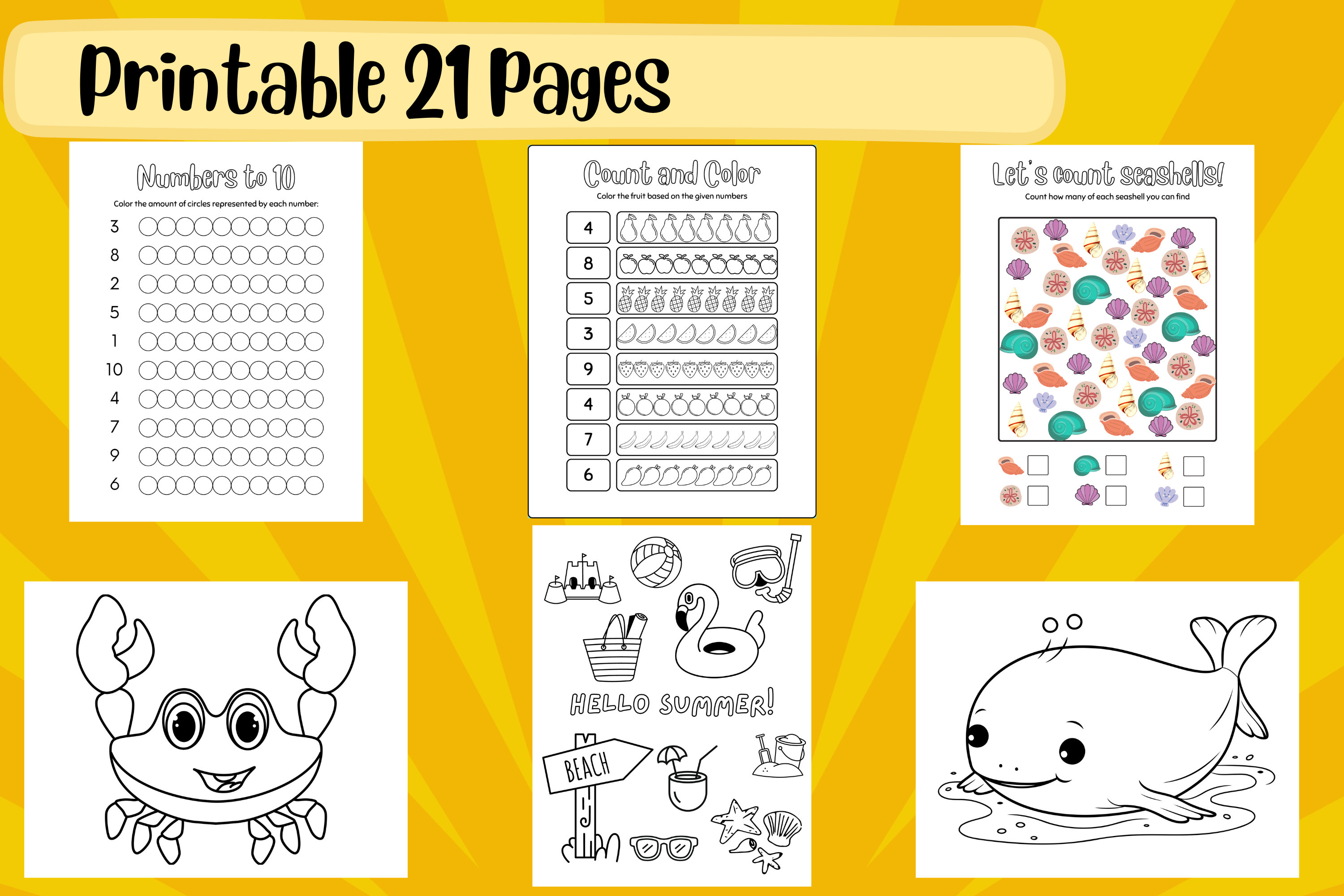 Summer Coloring Activity Book for Preschool - Instant Download ...