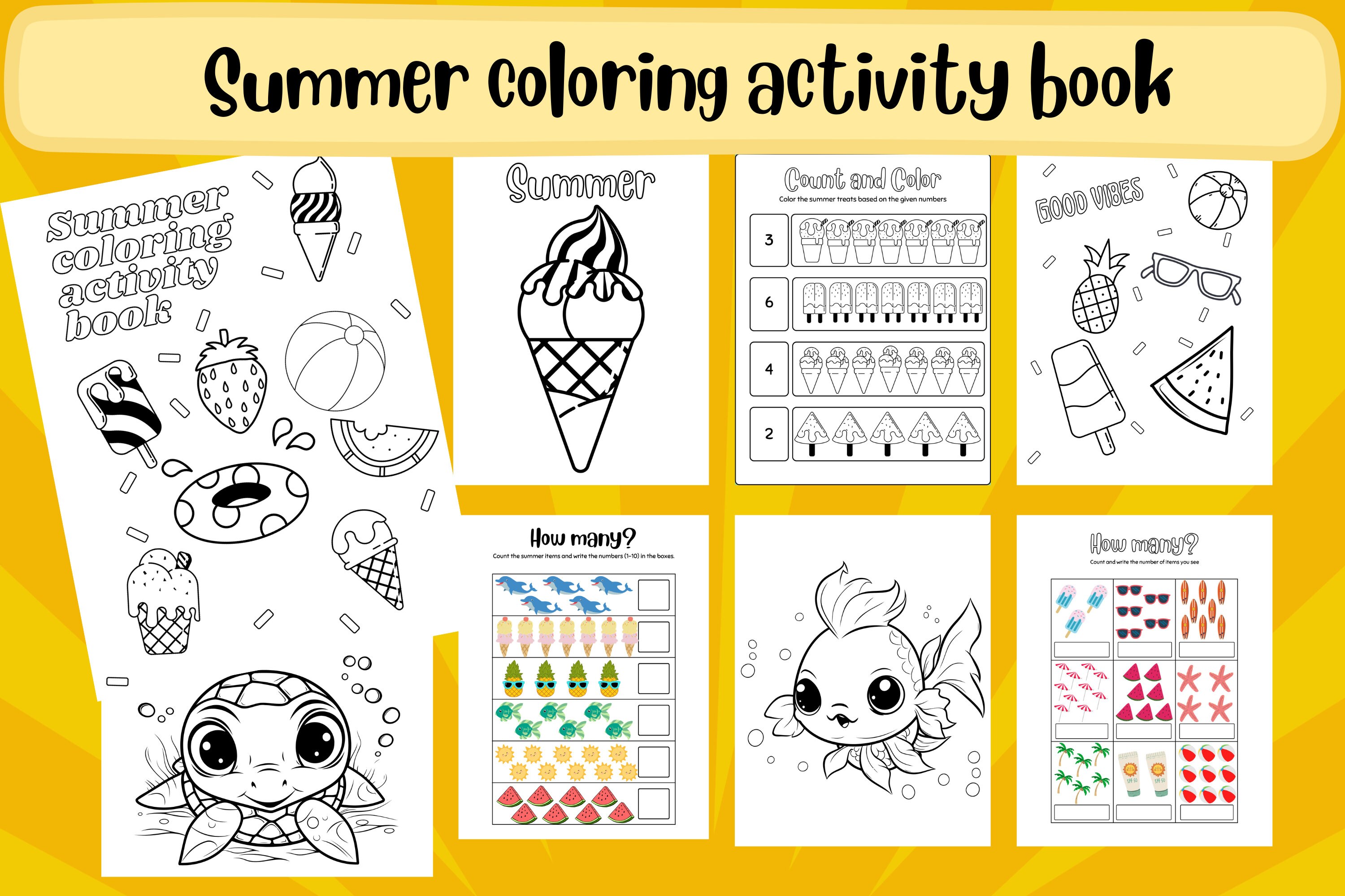 Summer Coloring Activity Book for Preschool - Instant Download ...