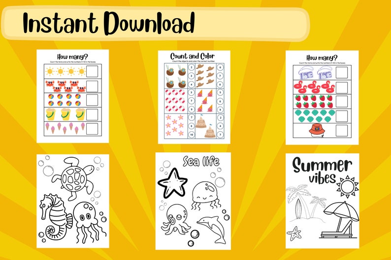 Summer Coloring Activity Book for Preschool - Instant Download ...
