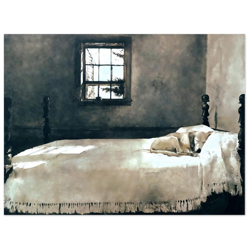 Master Bedroom Andrew Wyeth Dog Sleeping in Bed Giclee Print Poster ...