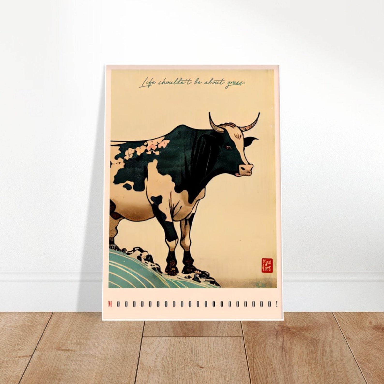 Funny Cow Print Japanese Cow Poster Animal Poster Cow Wall Art Animal ...