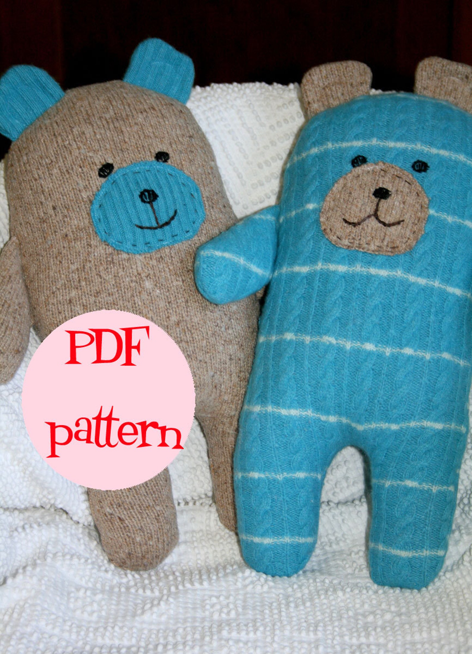 Instant Download Wooly Bear Upcycled Wool Sweater Bear Pattern Plush ...