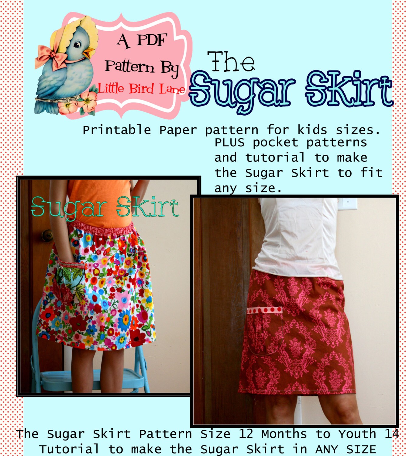 The SUGAR Skirt Instant Download DIY Tutorial PDF Pattern Ebook Sizes ...