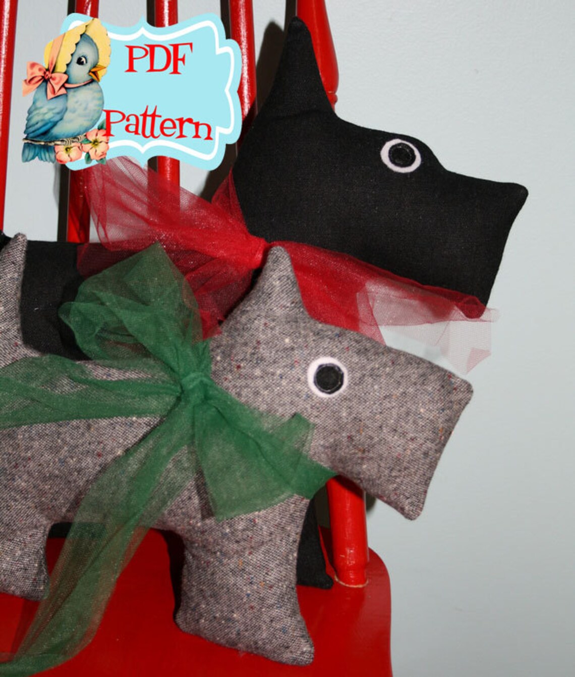 Instant Download 1/2 Yard Scotties Scotty Dog Plush Pattern Pillow DIY ...