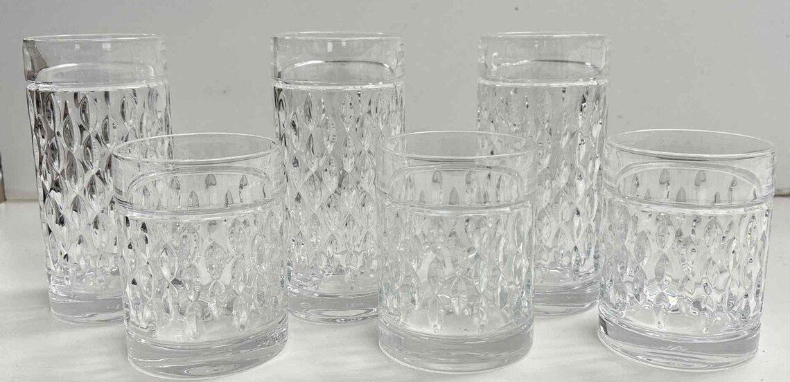 Ralph Lauren 6 Crystal Aston Pattern 3 Highball and 3 Whiskey Glasses ...