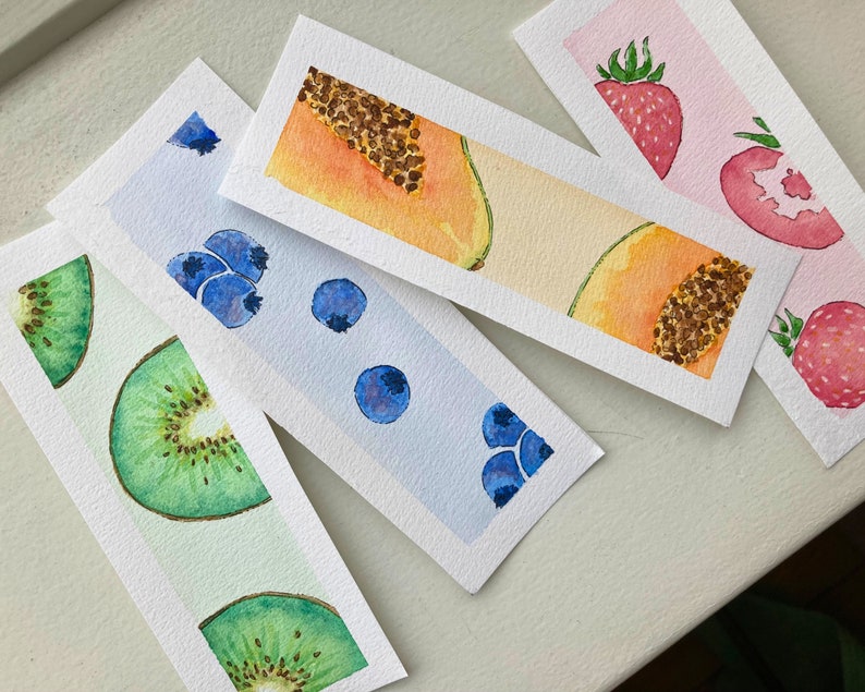 Custom Watercolor Bookmark | Cute Booklover Gift | Reading Club | Fruit ...