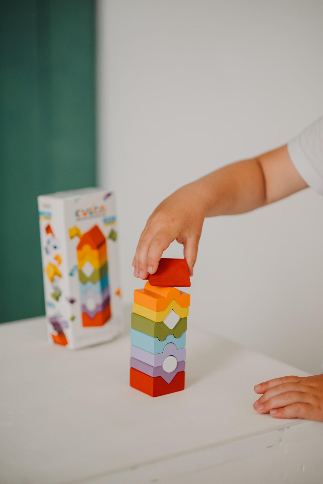 Wooden Rainbow Stacking Tower | Montessori Puzzle Blocks Toy | Learning ...