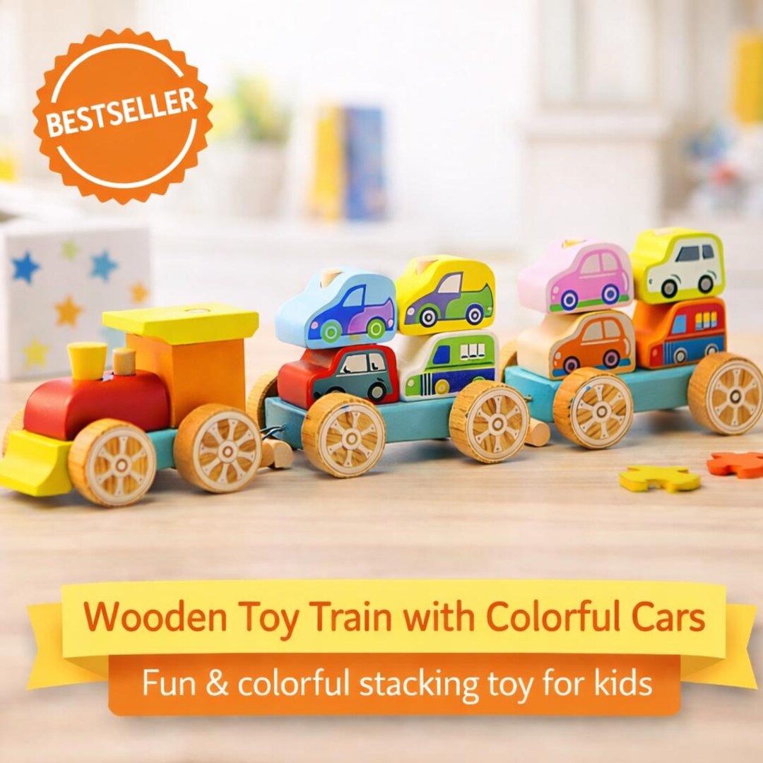 Wooden Car Train Set for Kids | Montessori Educational Toy | Colorful ...