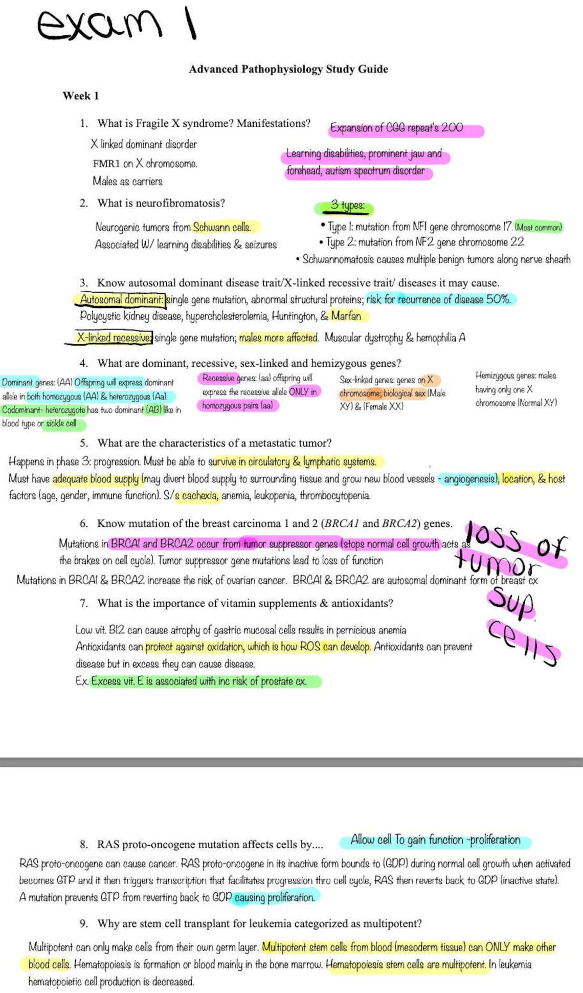 Advanced Pathophysiology MSN FNP Exam Notes All Exams - Etsy