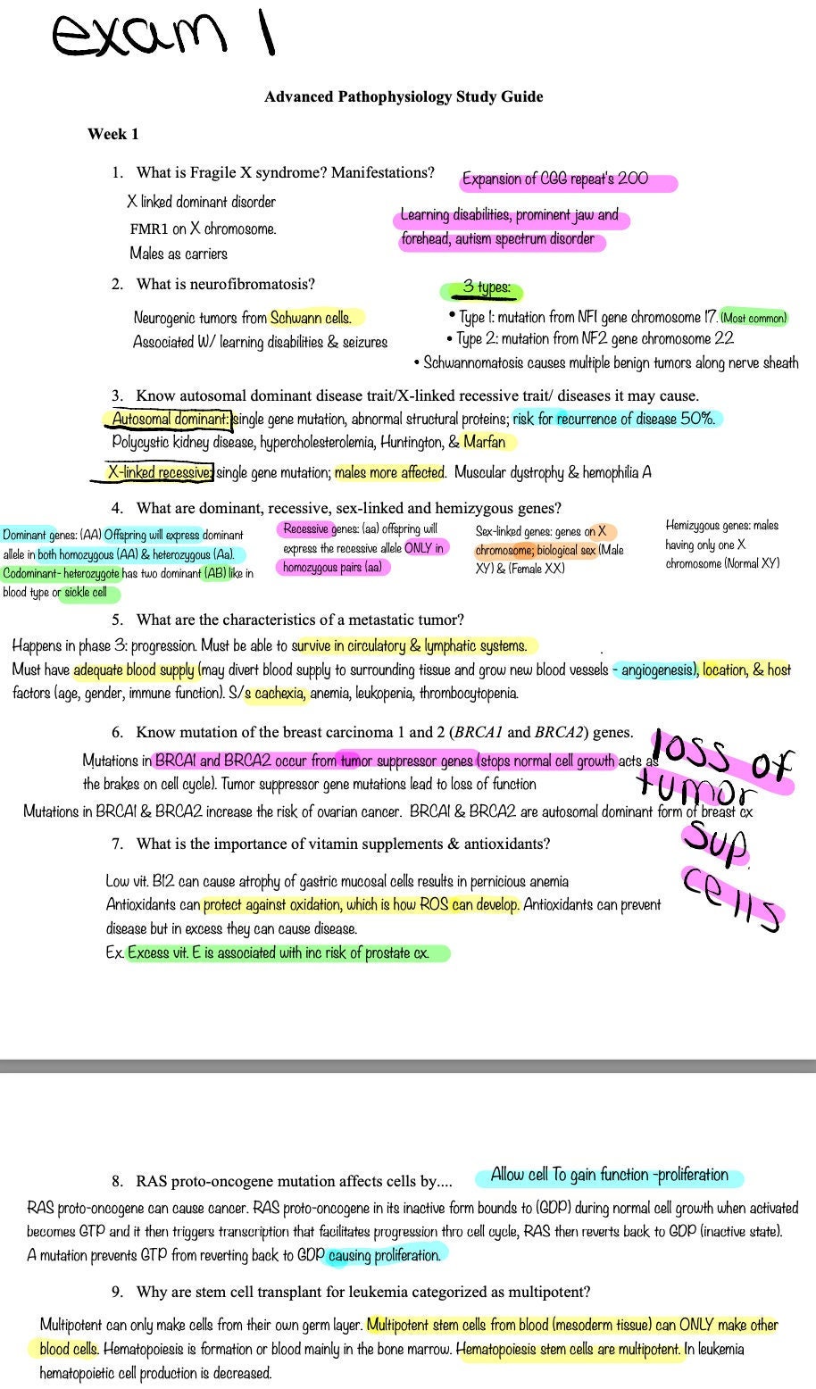 Advanced Pathophysiology MSN FNP Exam Notes All Exams - Etsy