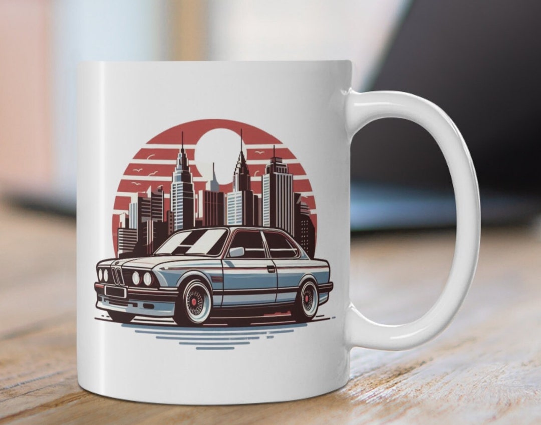 Classic BMW E36 Inspired Sports Car Sunset Urban Setting Stylish Mug ...