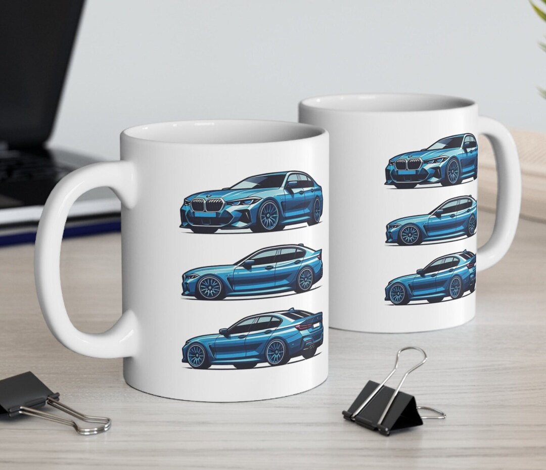 Trio BMW Inspired Blue Sports Car Mug Stylish Attractive Automotive ...