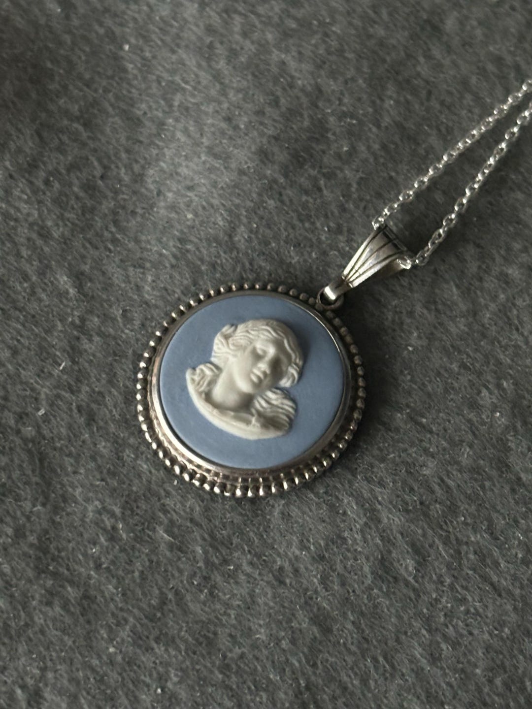 Vintage Wedgwood Blue Jasperware Pendant and Necklace Sterling Silver ...