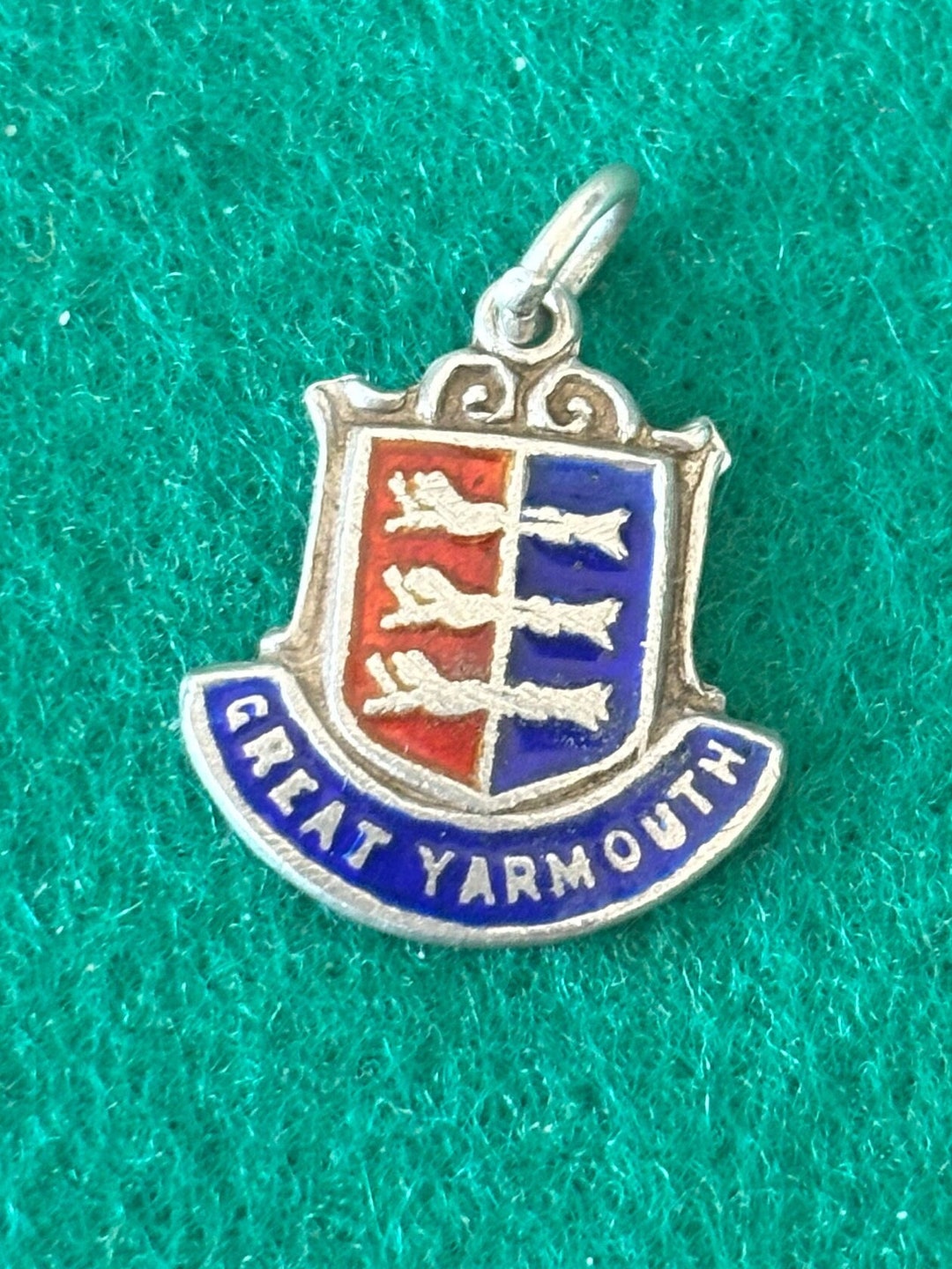 Vintage Sterling Silver 925 Charm Pendant. Enamelled Travel Shield ...