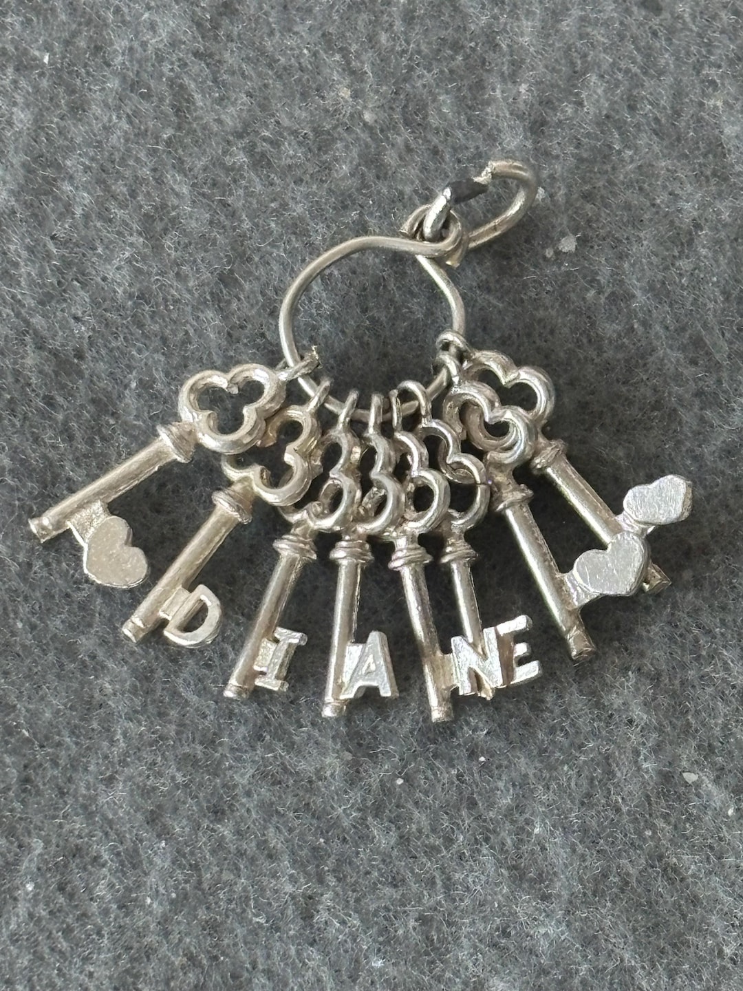Vintage Sterling Silver 925 'DIANE' Keys Charm Pendant - Etsy