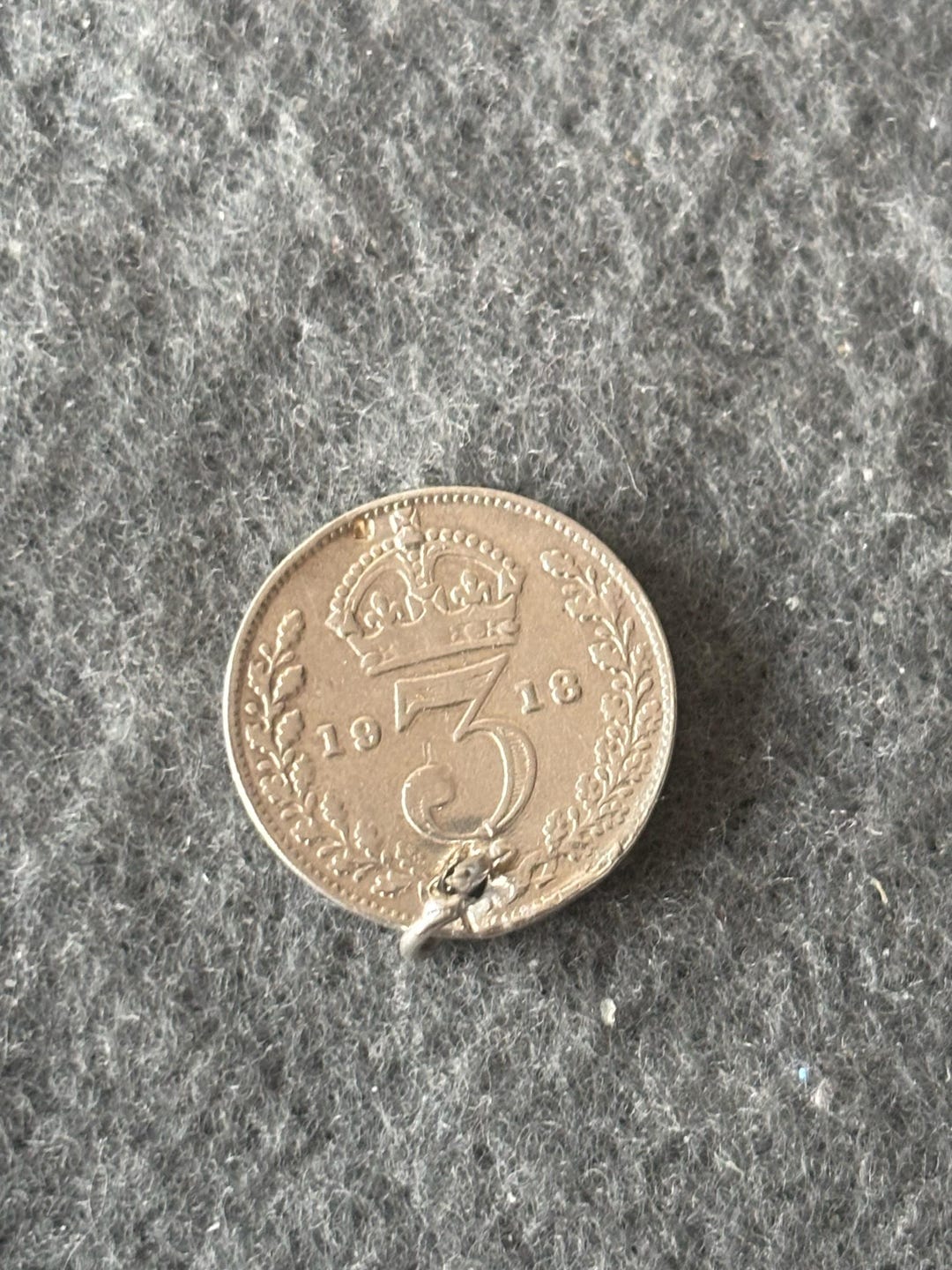 Vintage Silver 925 Charm Pendant. Three Pence Piece 3p Coin 1918. Cross ...