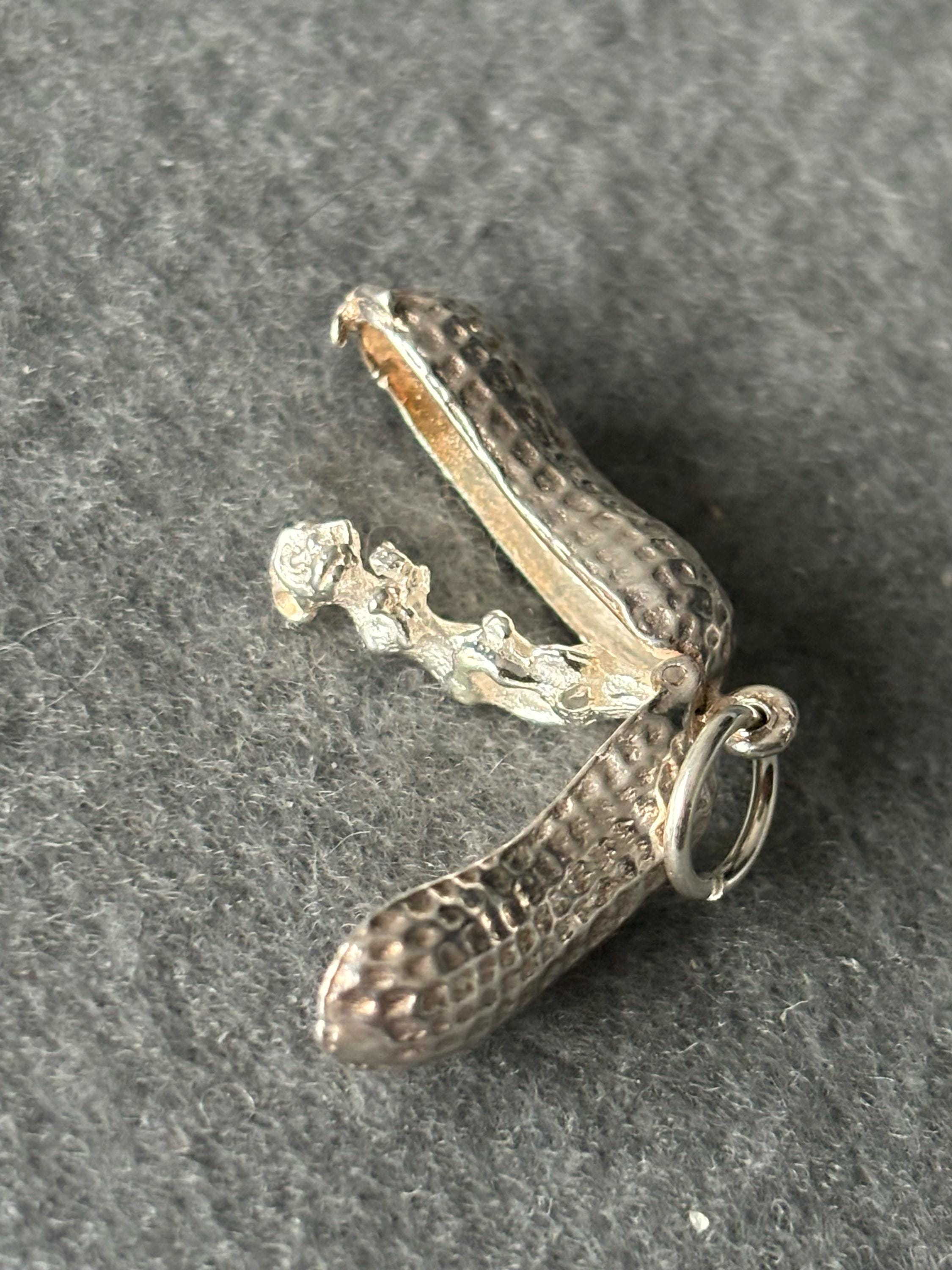 RARE Vintage Sterling Silver 925 Charm Pendant. Opening Peanut. Opens ...