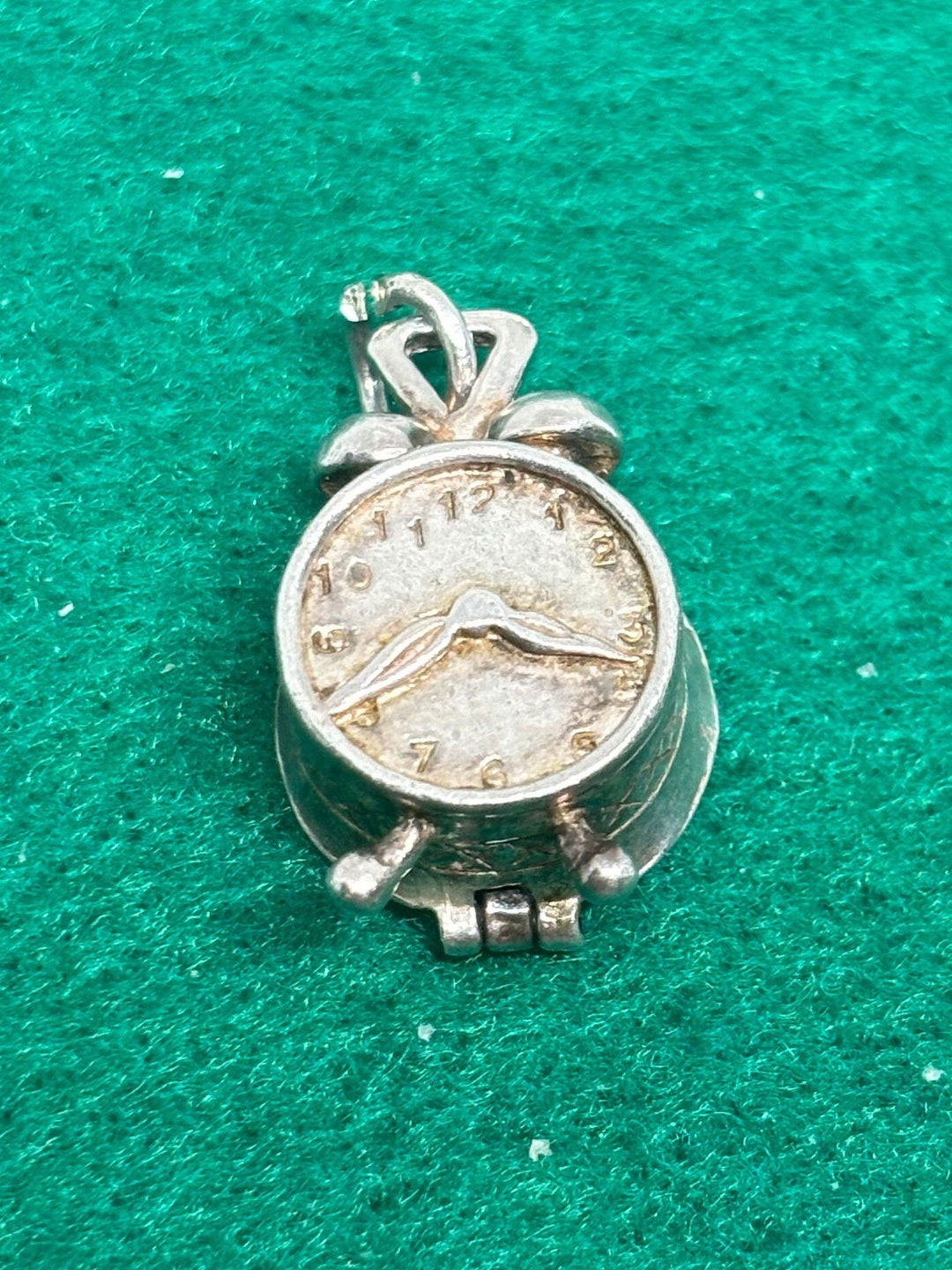 Vintage Sterling Silver 925 Charm Pendant. Opening Alarm Clock. Opens ...