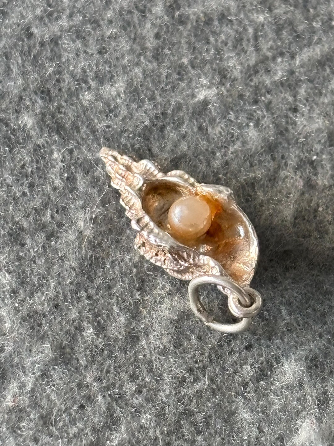 CHIM Vintage Sterling Silver Triton Shell Charm Pendant With Pearl. - Etsy