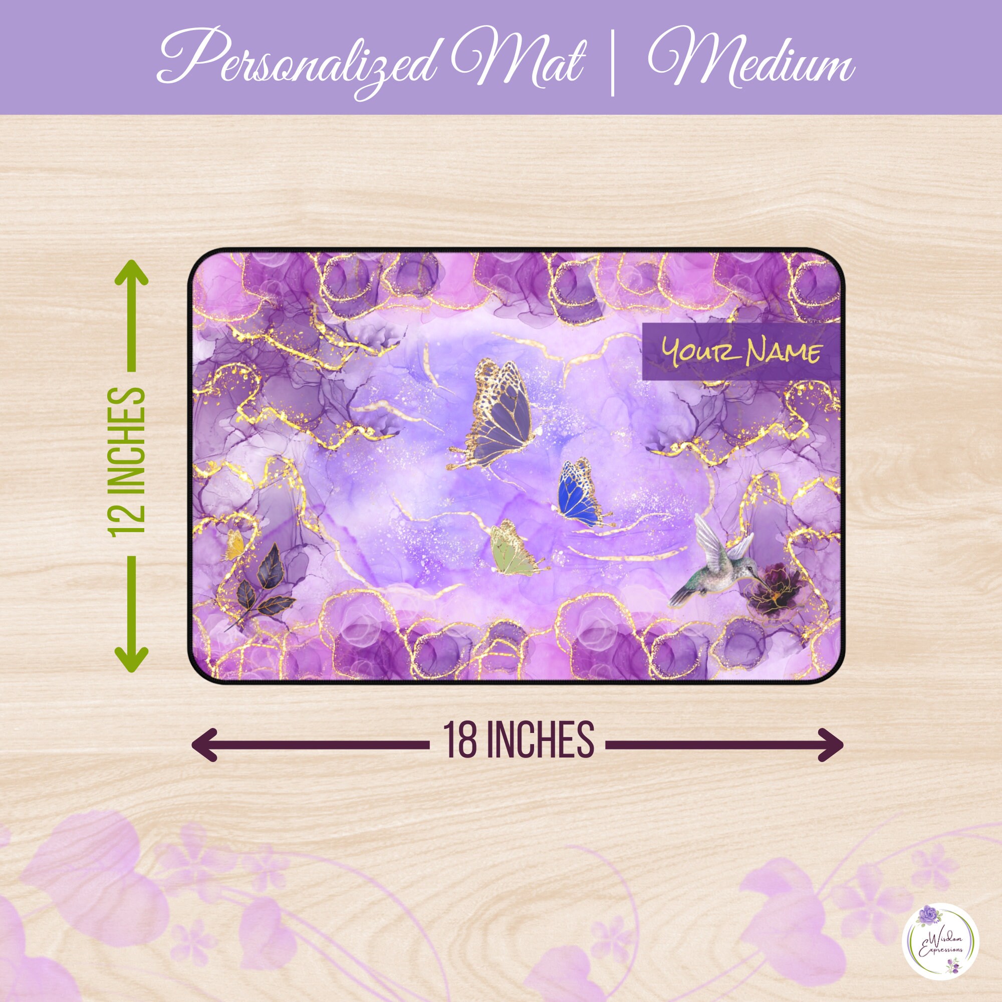 Personalized Large Desk Mat, Unique Custom Purple Design Desk Mat With ...