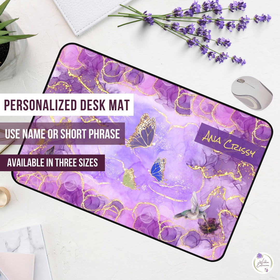 Personalized Large Desk Mat, Unique Custom Purple Design Desk Mat With ...