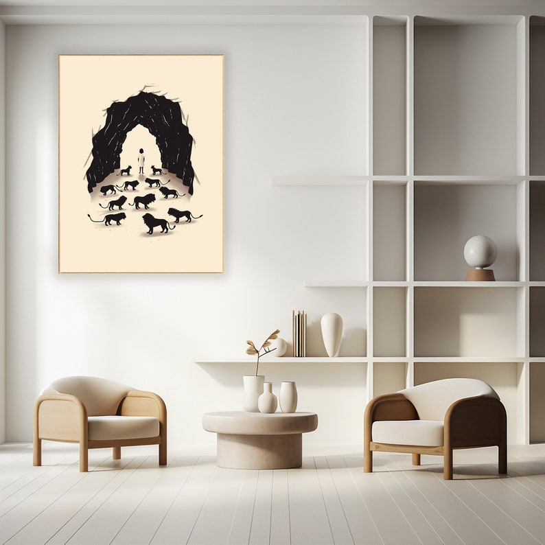 Daniel in the Lion's Den Art Print, Inspirational Biblical Wall Art ...