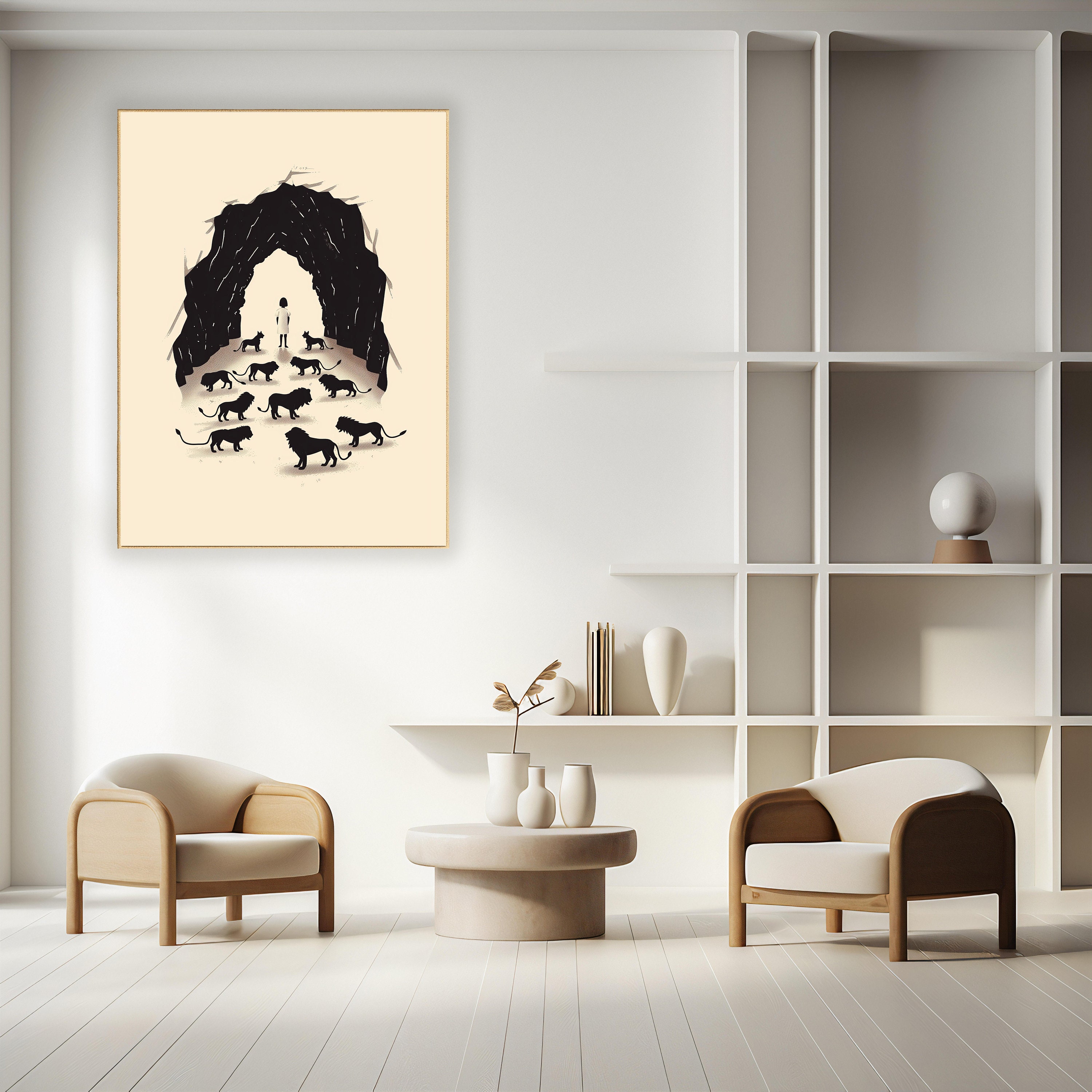 Daniel in the Lion's Den Art Print, Inspirational Biblical Wall Art ...