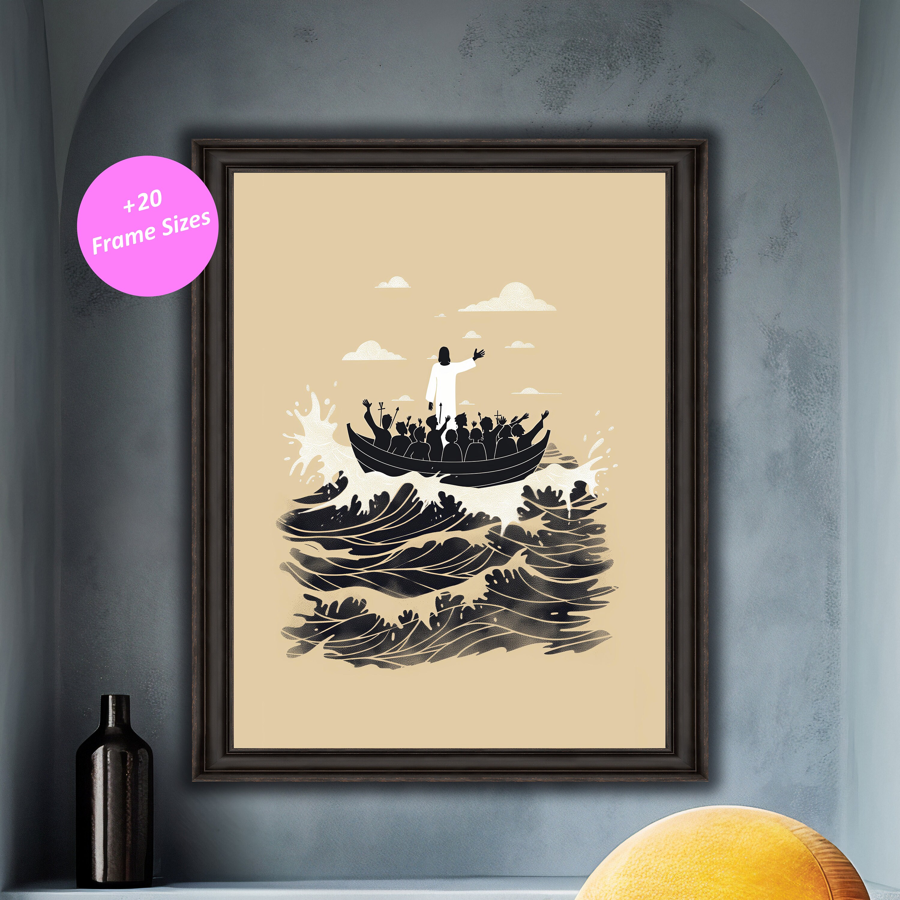 Jesus Boat Art Print Digital Download Christian Home Decor ...